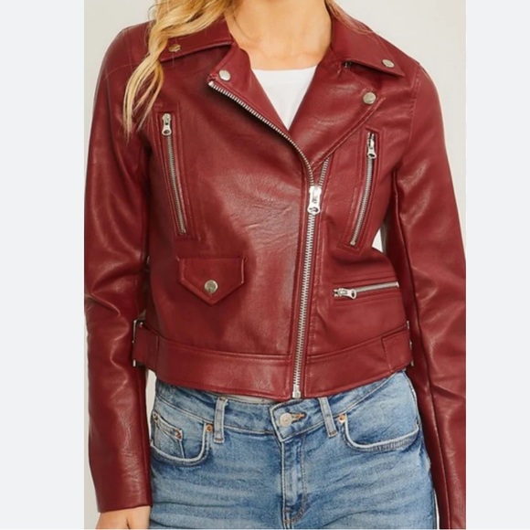 Love Tree | Jackets & Coats | Love Tree Maroon Leather Jacket | Poshmark